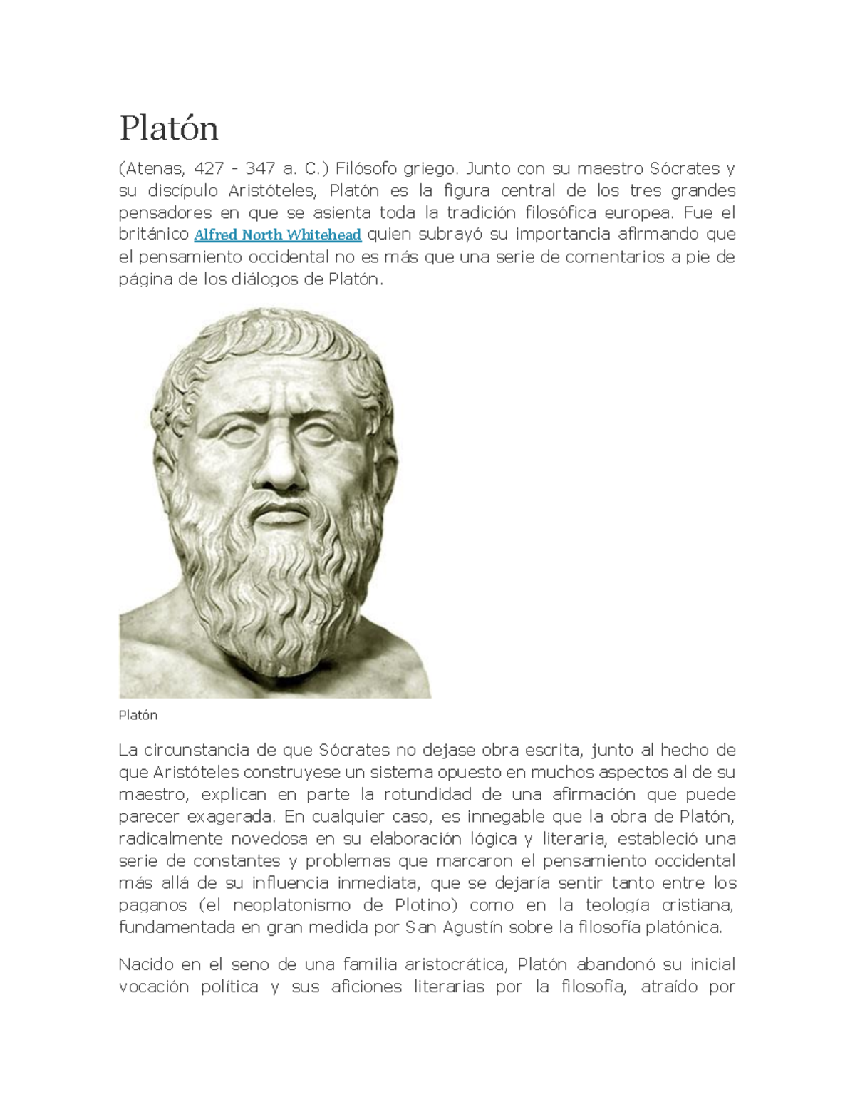 Platón - pensamiento filosófico - Platón (Atenas, 427 - 347 a. C ...