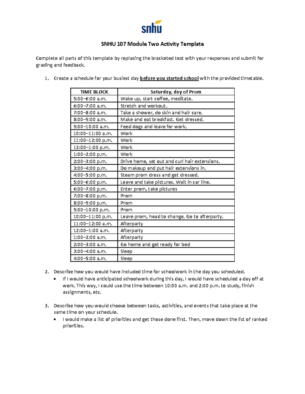 SNHU 107 Module Two Activity Template - SNHU 107 Module Two Activity ...