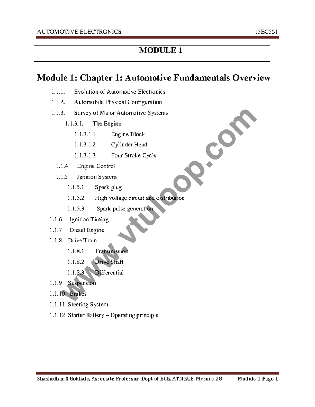 15ec561 - Tutorial - MODULE 1 Module 1: Chapter 1: Automotive Fundamentals Overview 1.1 ...