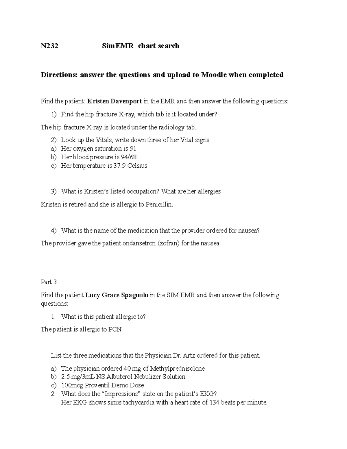 N232 Sim EMR Ver 2 chart search - N232 SimEMR chart search Directions ...