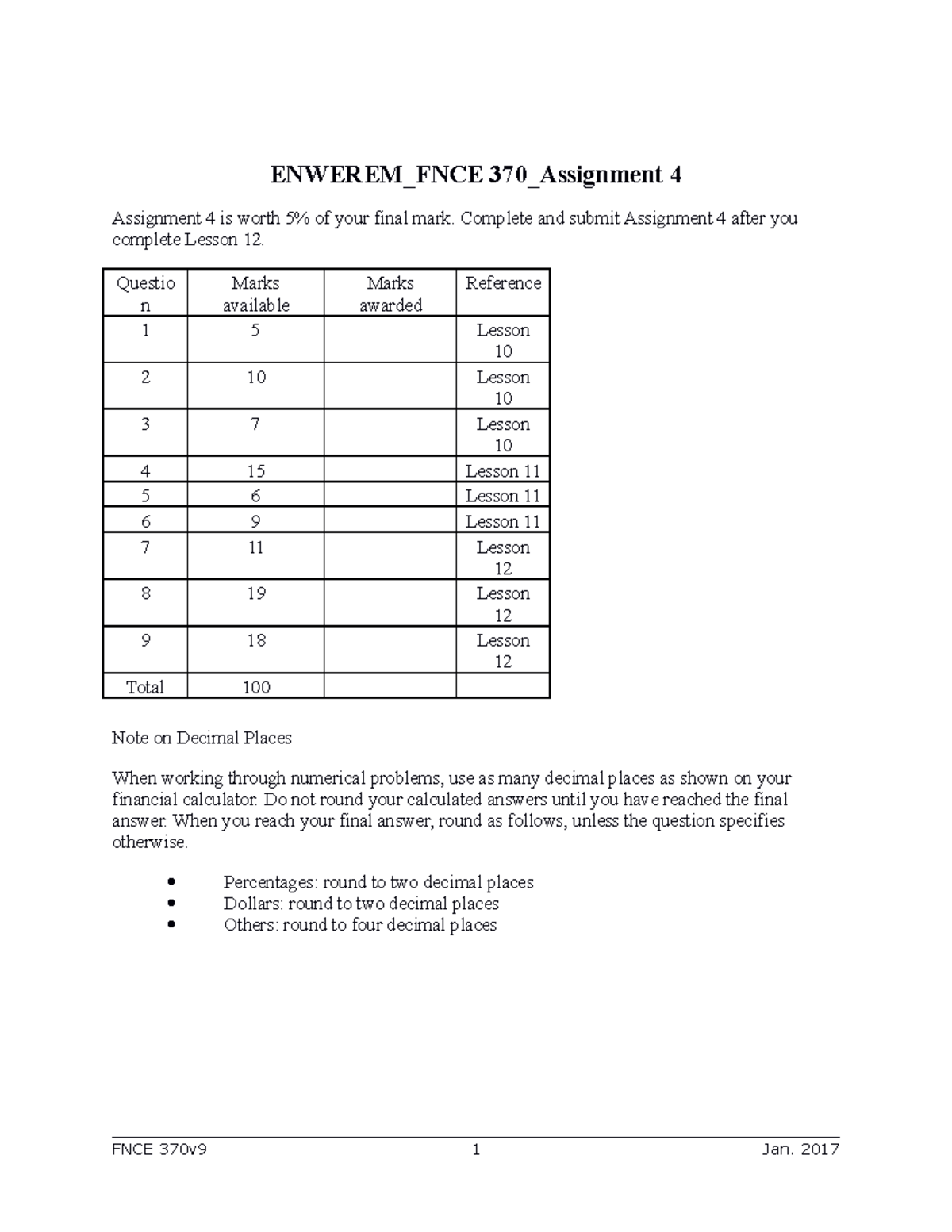 Enwerem FNCE370 Assignment 4 - ENWEREM_FNCE 370_Assignment 4 Assignment ...