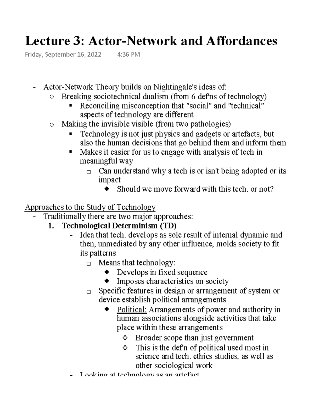 Lecture 3: Actor-Network and Affordances - Actor-Network Theory builds ...