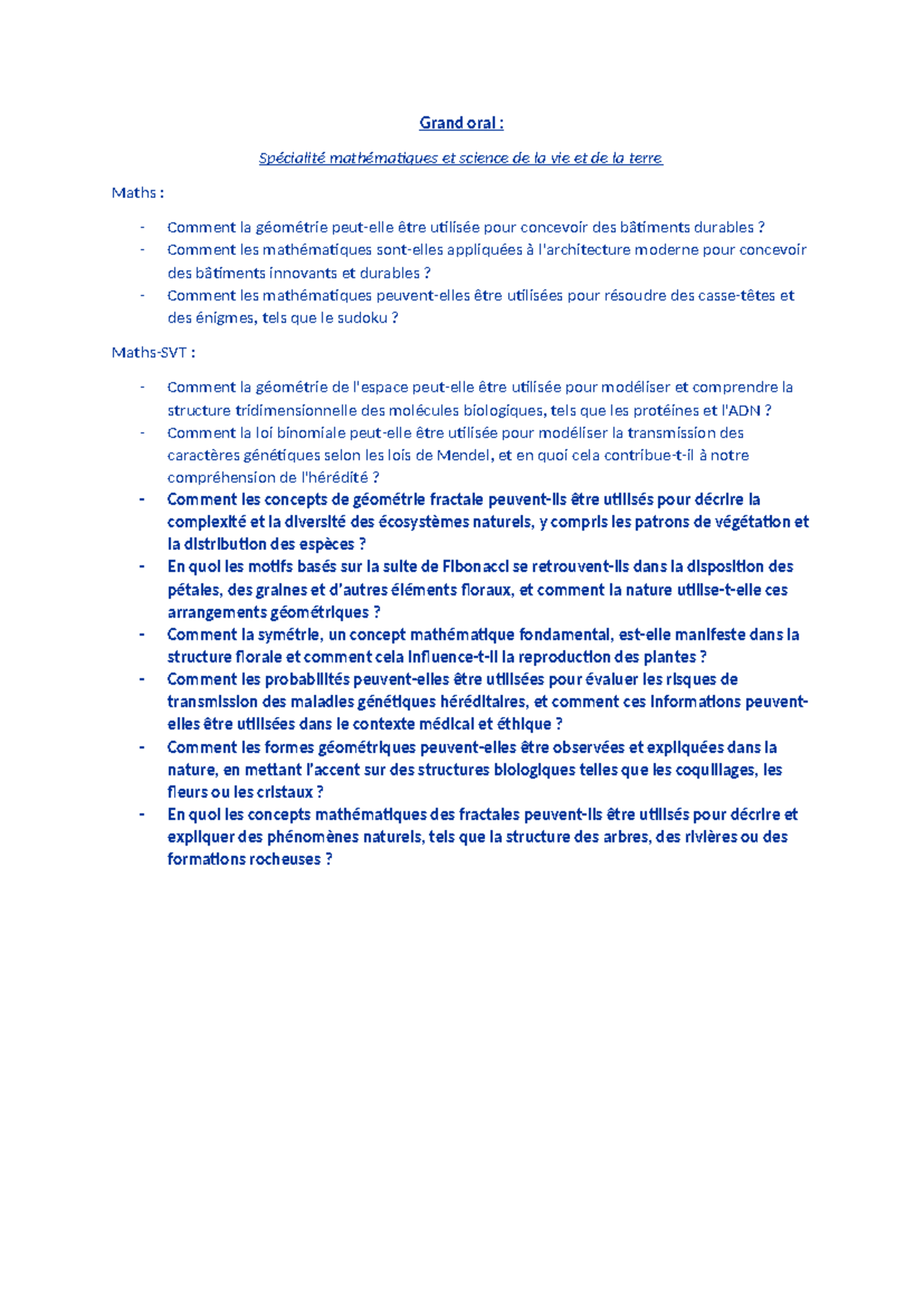 Grand oral 2024 - Grand oral : Spécialité mathématiques et science de ...