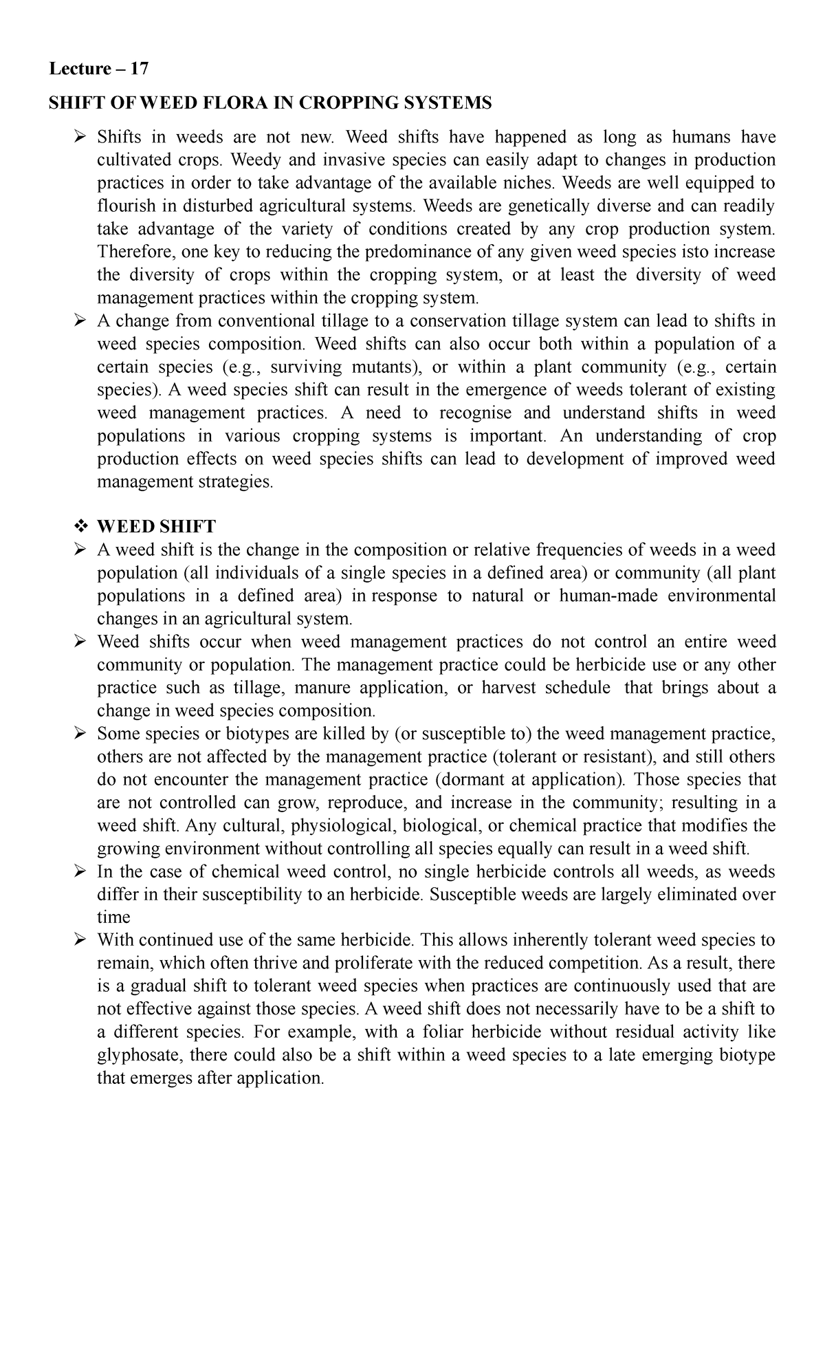Lecture 17- Shift OF WEED Flora IN Cropping Systems - Lecture – 17 ...