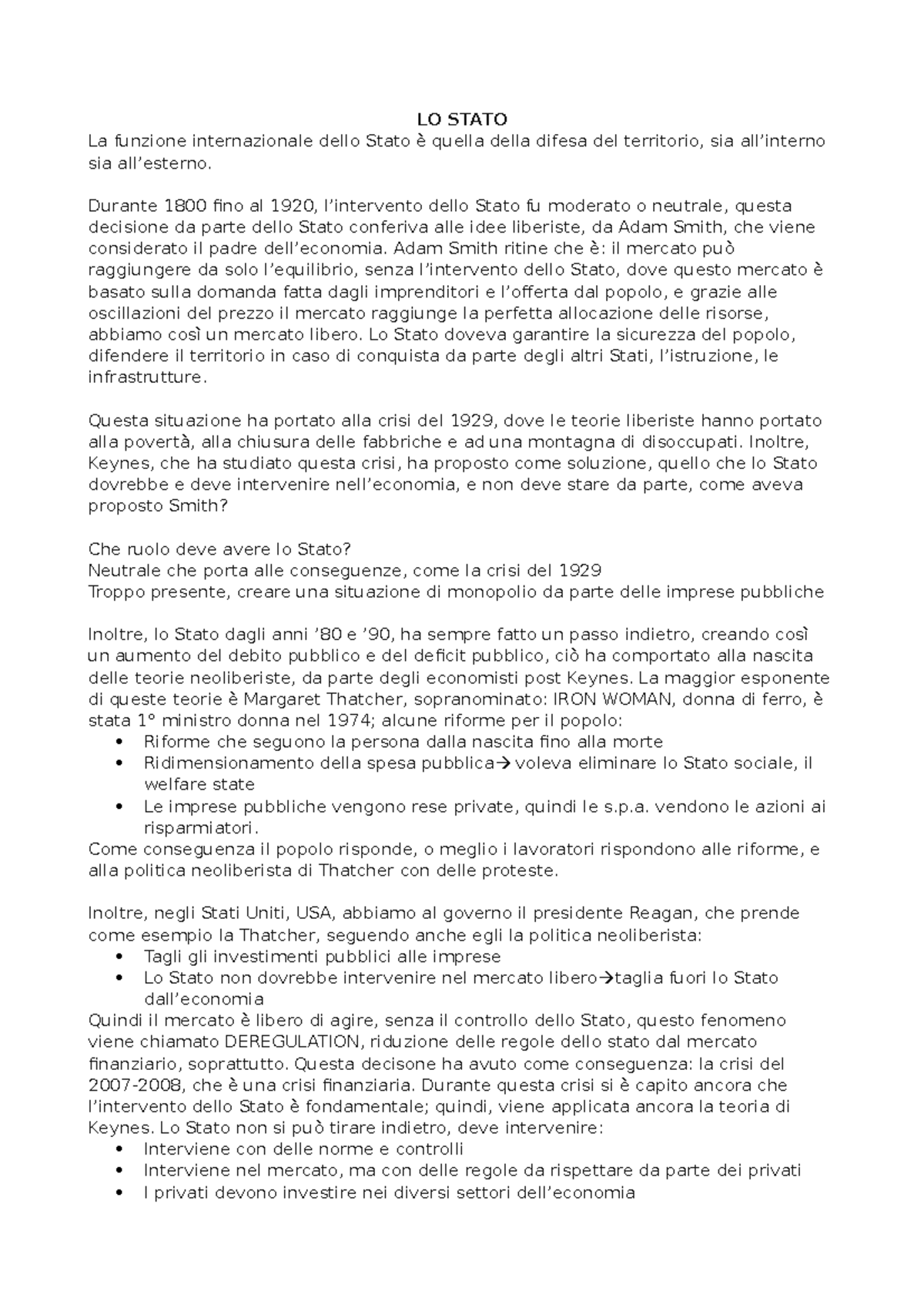 Lo stato - appunti word - LO STATO La funzione internazionale dello ...