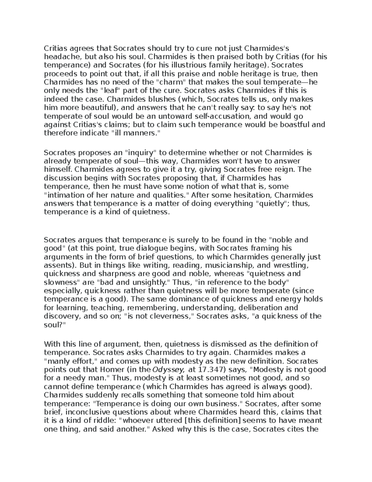 Philosophy 185 - Lecture Notes - Critias agrees that Socrates should ...