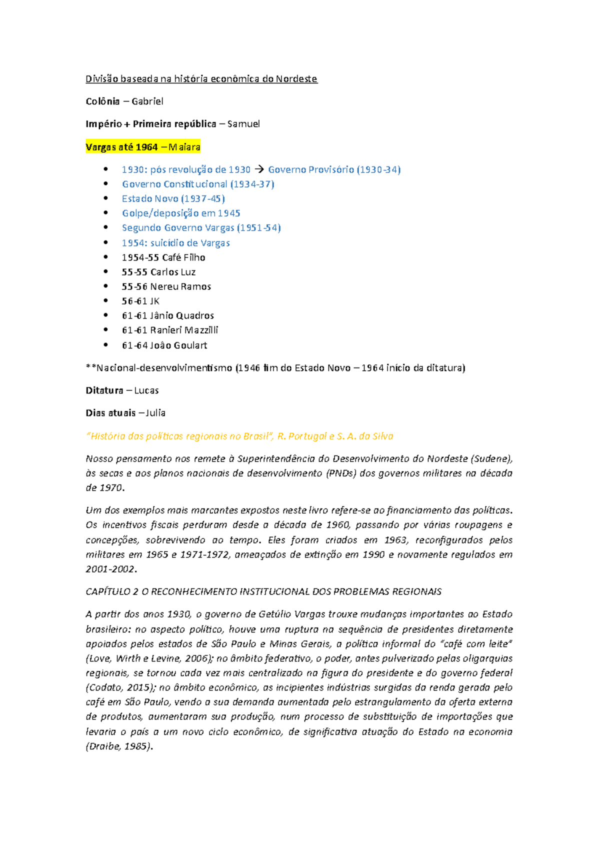 Trabalho Nordeste - Divisão baseada na história econômica do Nordeste ...