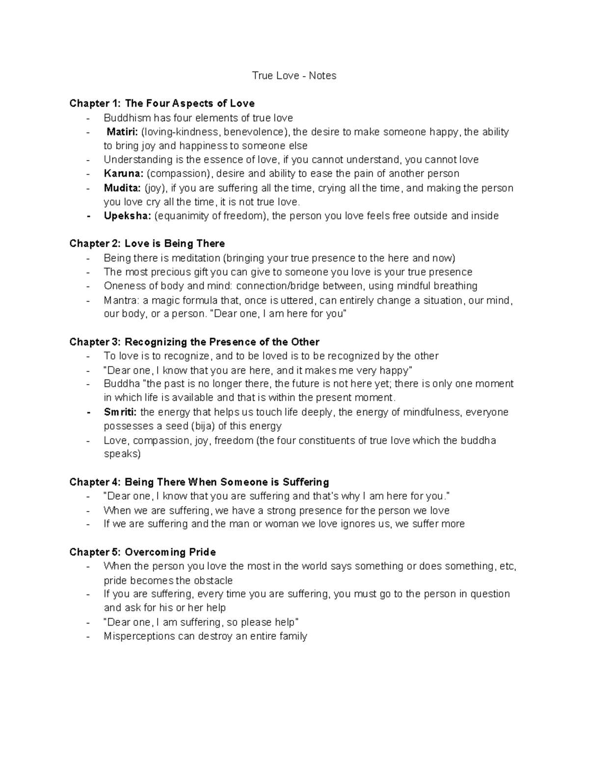 True Love - Notes - True love book - True Love - Notes Chapter 1: The ...