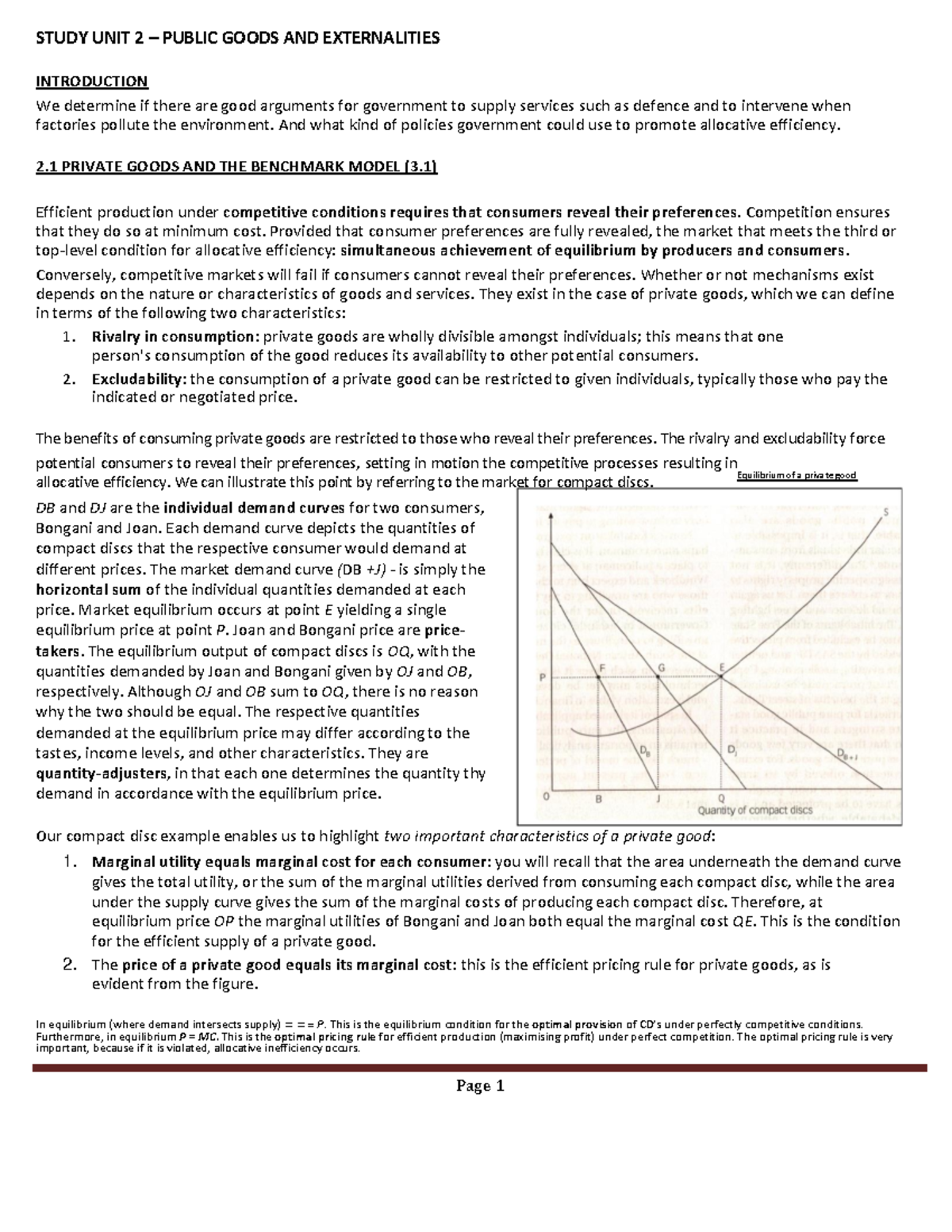 Chapter 3 Summurised Notes - STUDY UNIT 2 – PUBLIC GOODS AND ...