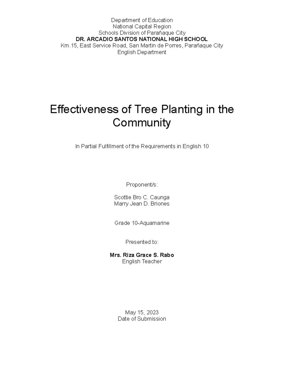 Tree Planting 2 - idk - Department of Education National Capital Region ...