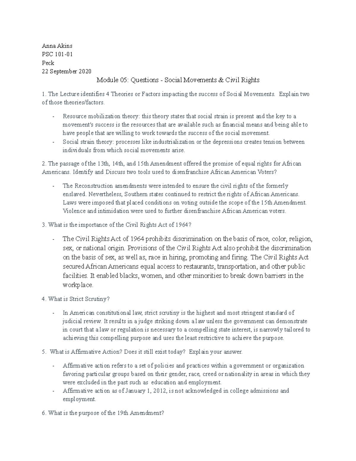 Module 5 Questions and Answers - Anna Akins PSC 101- Peck 22 September ...