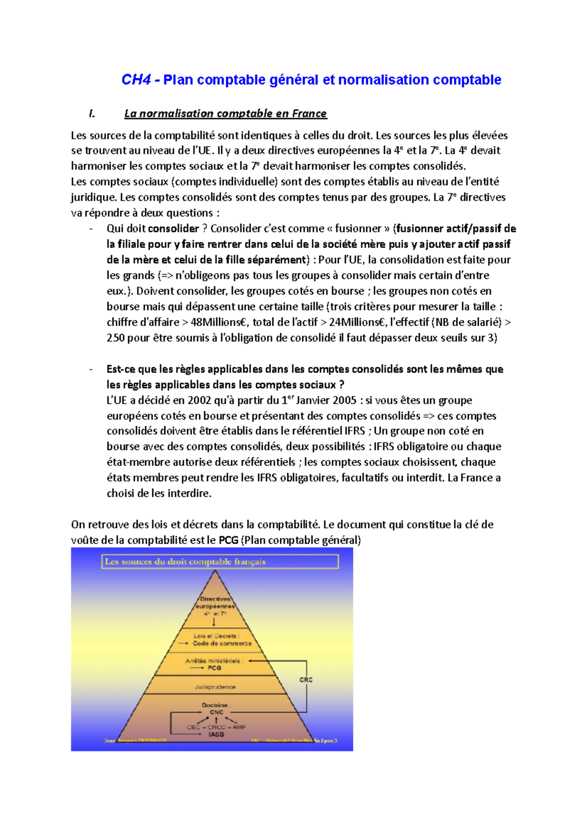 CH4 - Plan comptable général et normalisation comptable - La ...