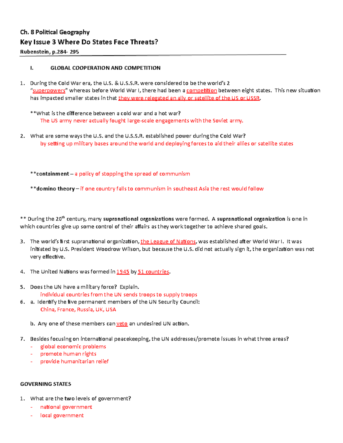 Chapter 8.3 AP Human Geography - Ch. 8 Polical Geography Key Issue 3 ...