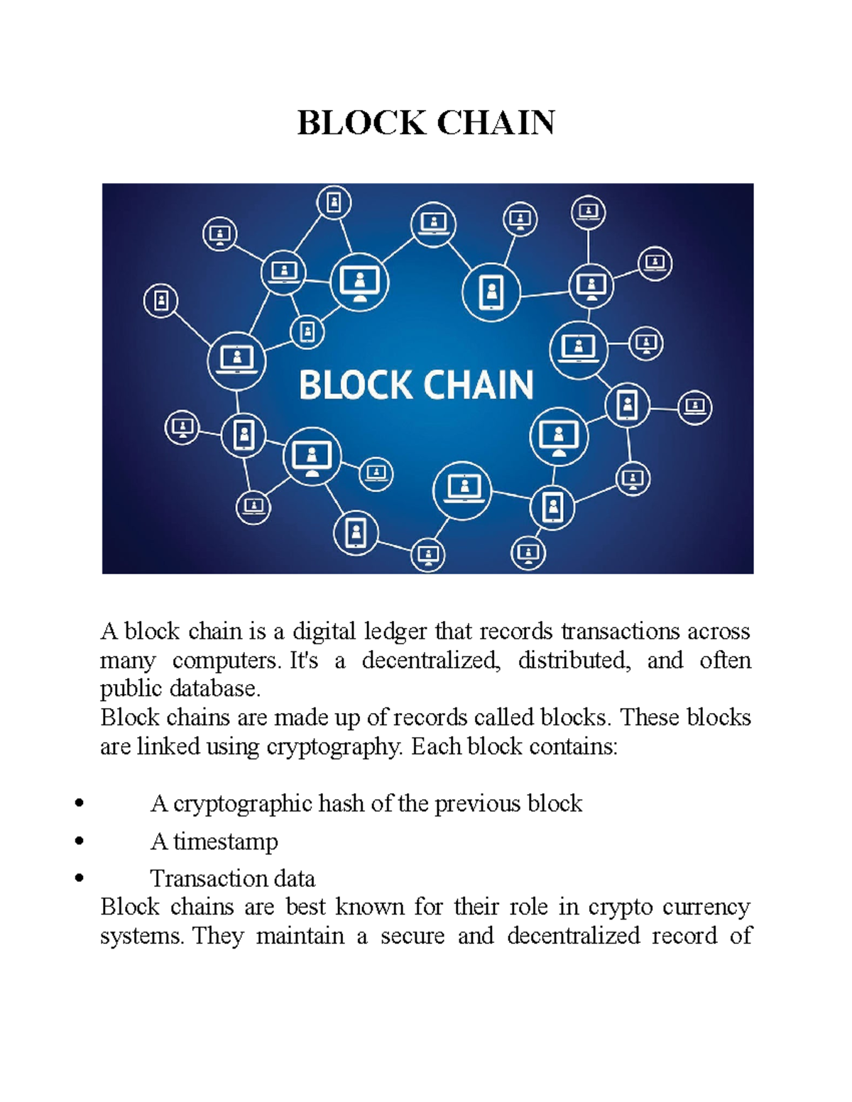 WHAT IS Blocked Chain - hgbhgvhv - BLOCK CHAIN A block chain is a ...