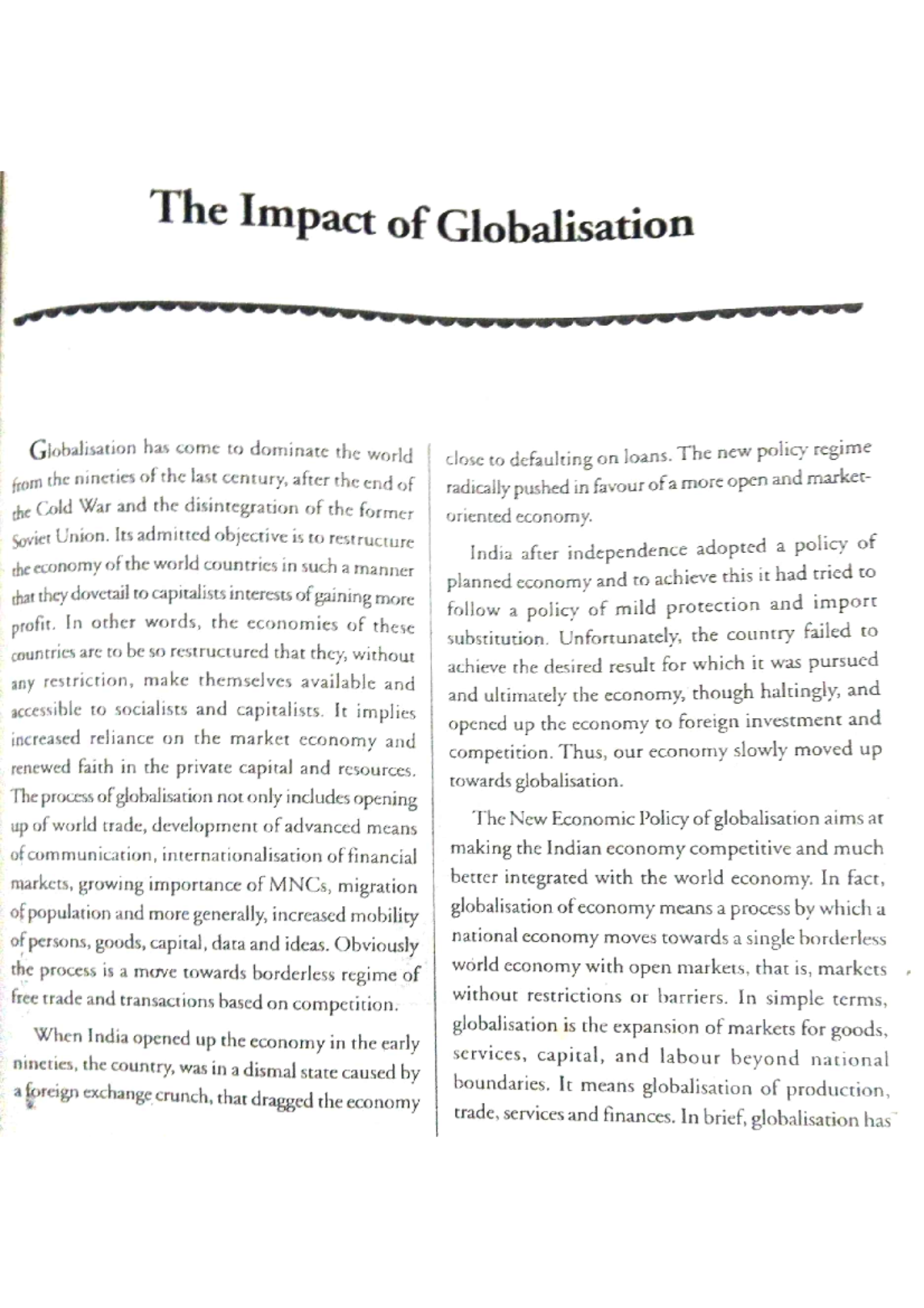 The Impact of Globalisation - English class 12 - Studocu