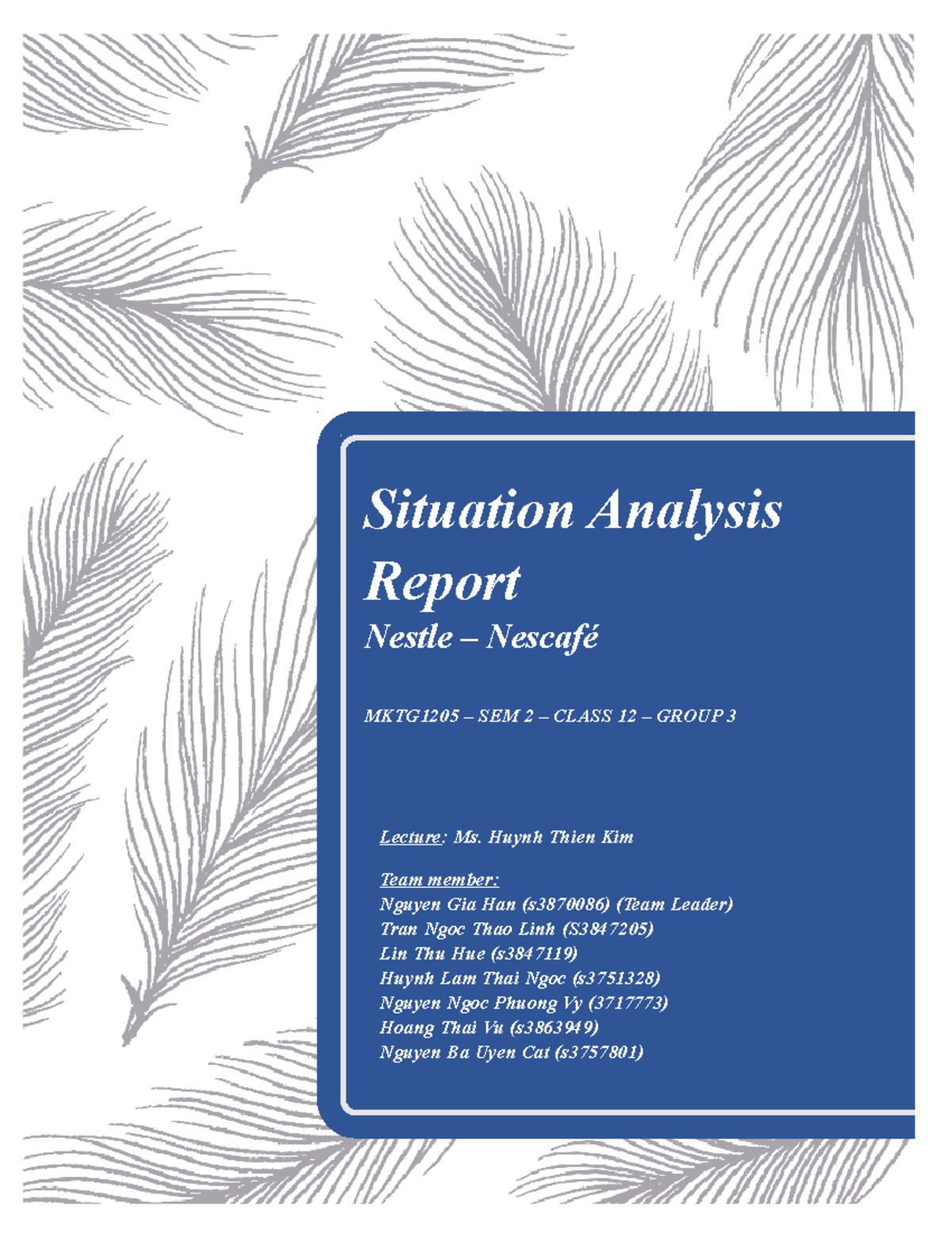 SGS.G5 - Assignment in English for students - Situation Analysis Report Nestle – Nescafé ...