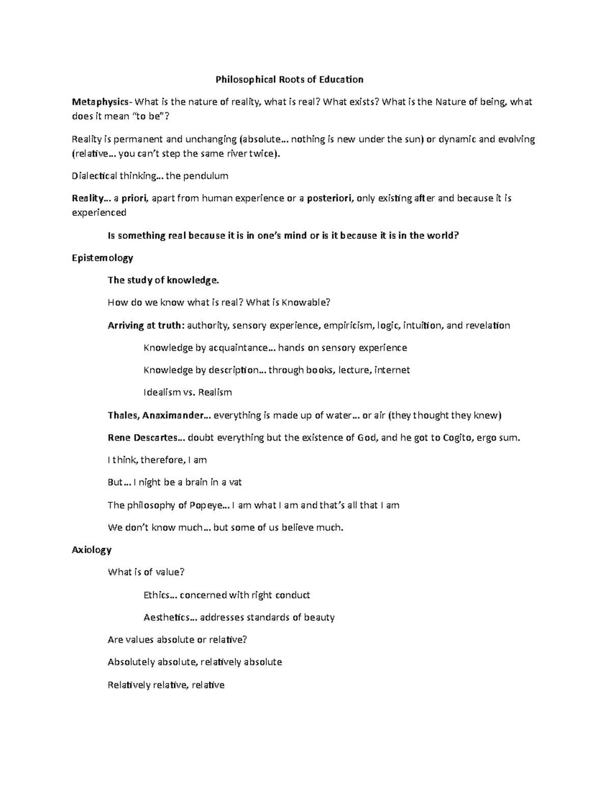 Philosophical Roots of Education - Philosophical Roots of Education ...