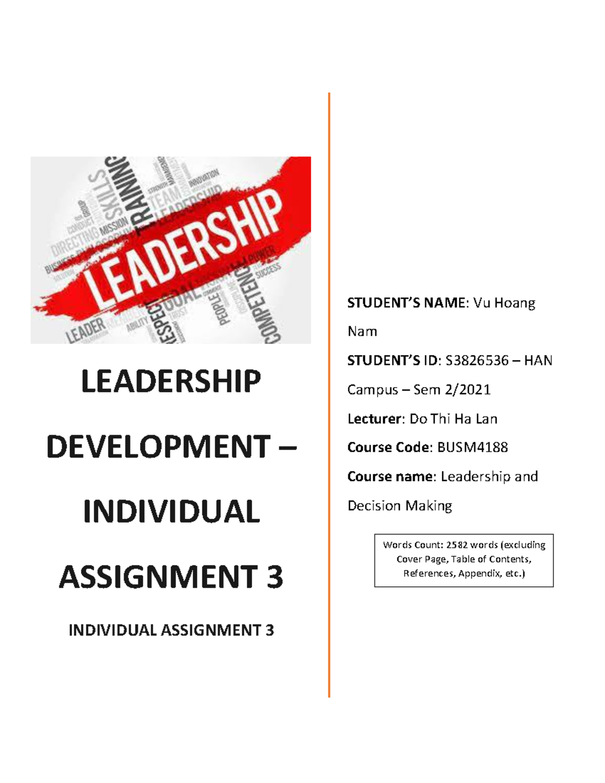 HD - Vu Hoang Nam - s3826536 - Leadership Development - Individual ...