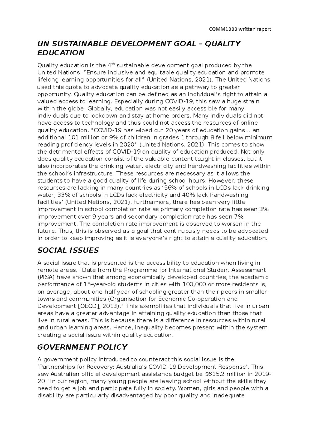 Final report - This is about quality education. - UN SUSTAINABLE ...
