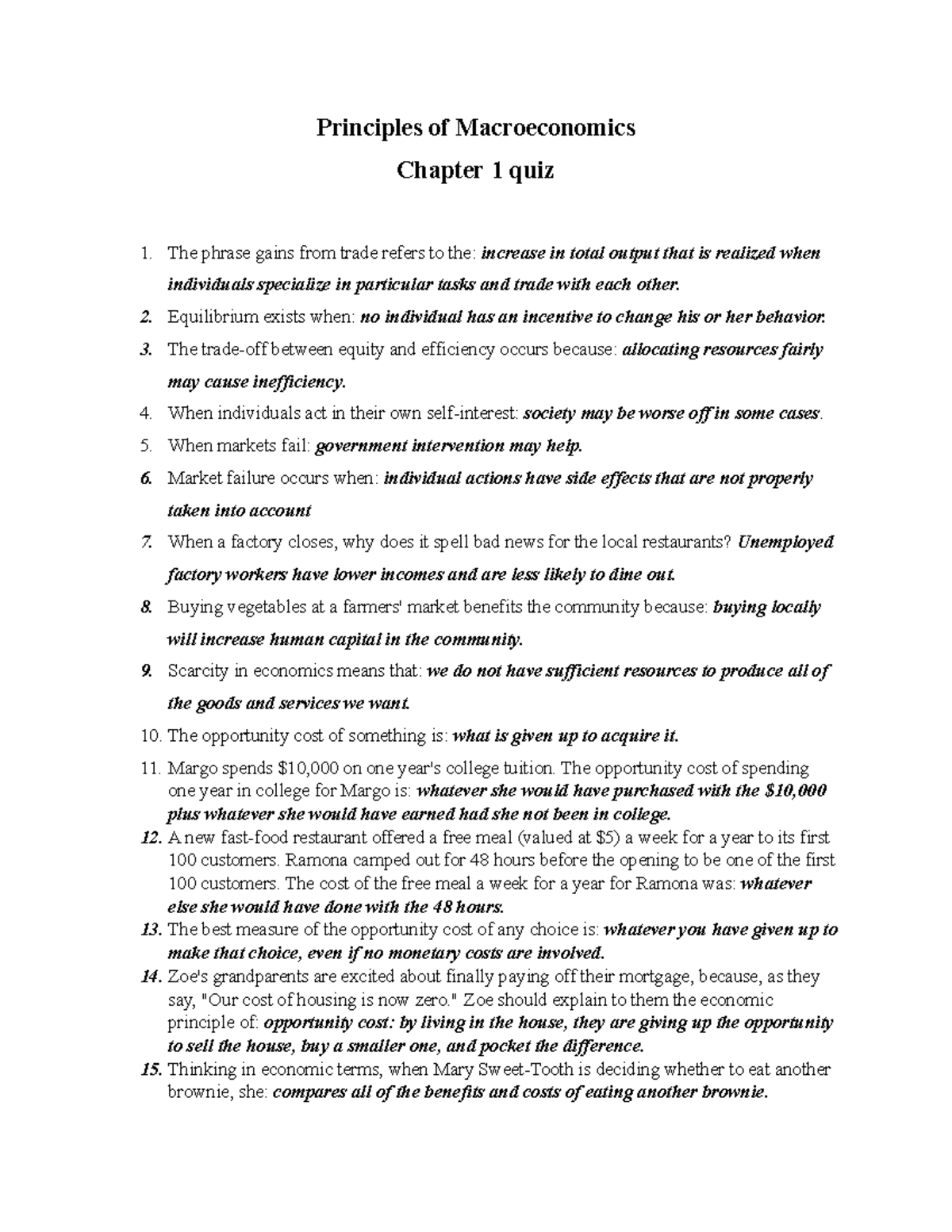 Chapter 1 test ECO 106 - Tests - Principles of Macroeconomics Chapter 1 ...