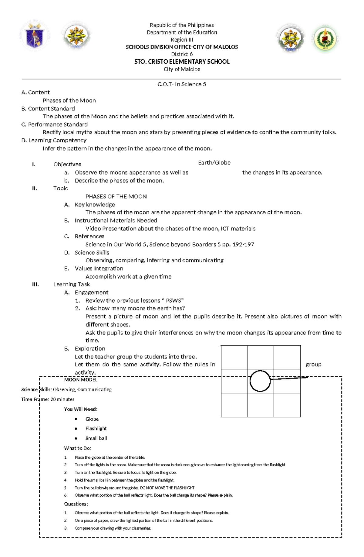 COT DLP Science 5 BY SIR JOHN CEL P. Faustino - Department of the Education Region III SCHOOLS ...