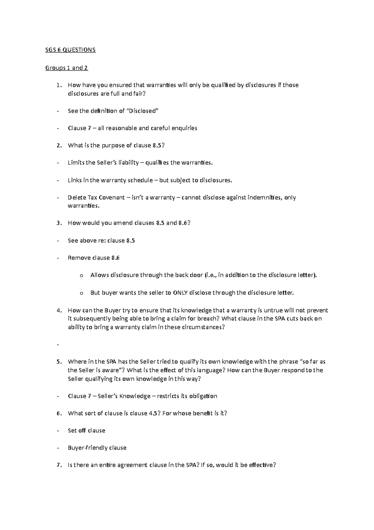 PA SGS 6 Questions - SGS 6 QUESTIONS Groups 1 and 2 1. How have you ...