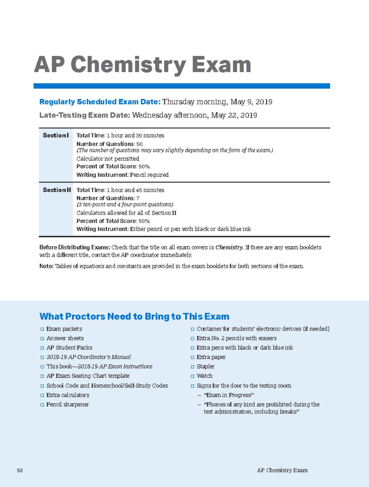 2019-Official-AP Practice Exam - 50 AP Chemistry Exam AP Chemistry Exam ...