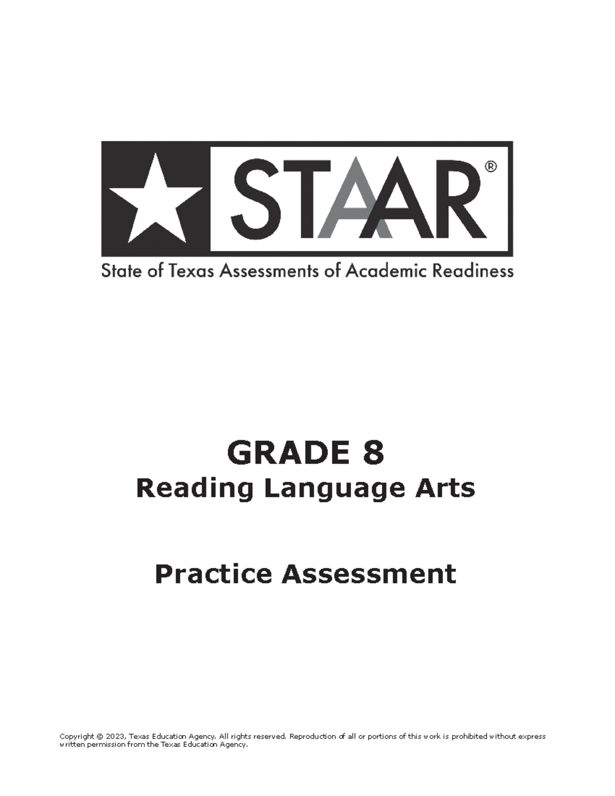 2023 staar redesign 8 rla practice test - GRADE 8 Reading Language Arts ...