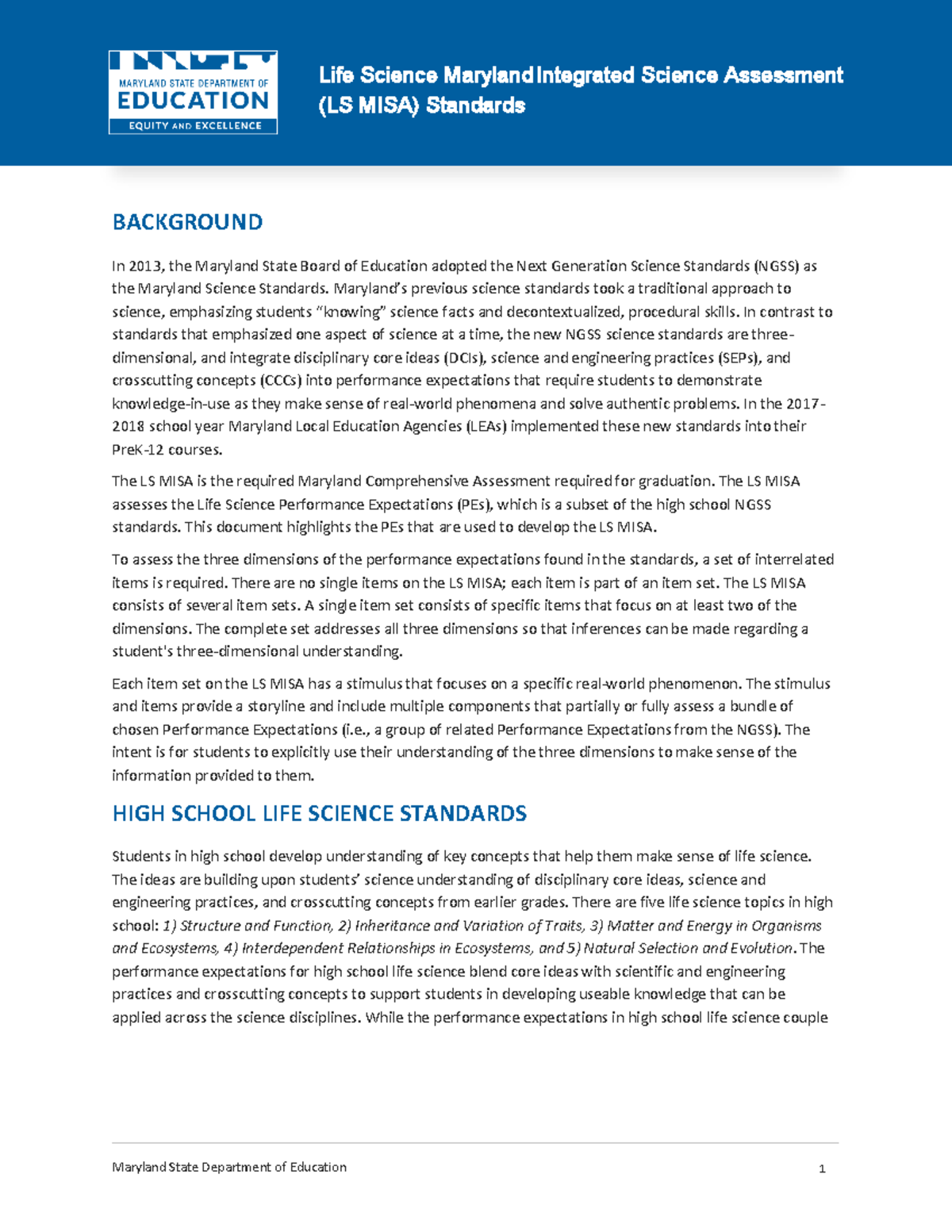 Lsmisastandards - MISA standards - Life Science Maryland Integrated ...