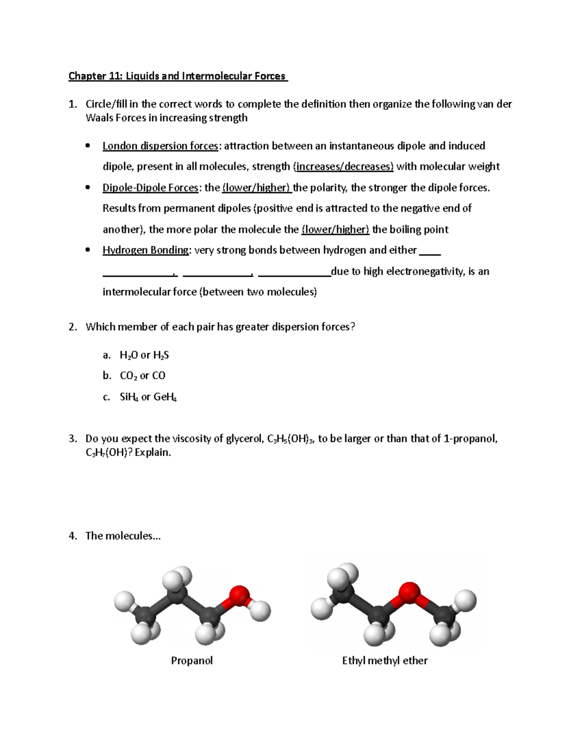 Intro To Intermolecular Forces Pogil Answers Intro To Intermolecular