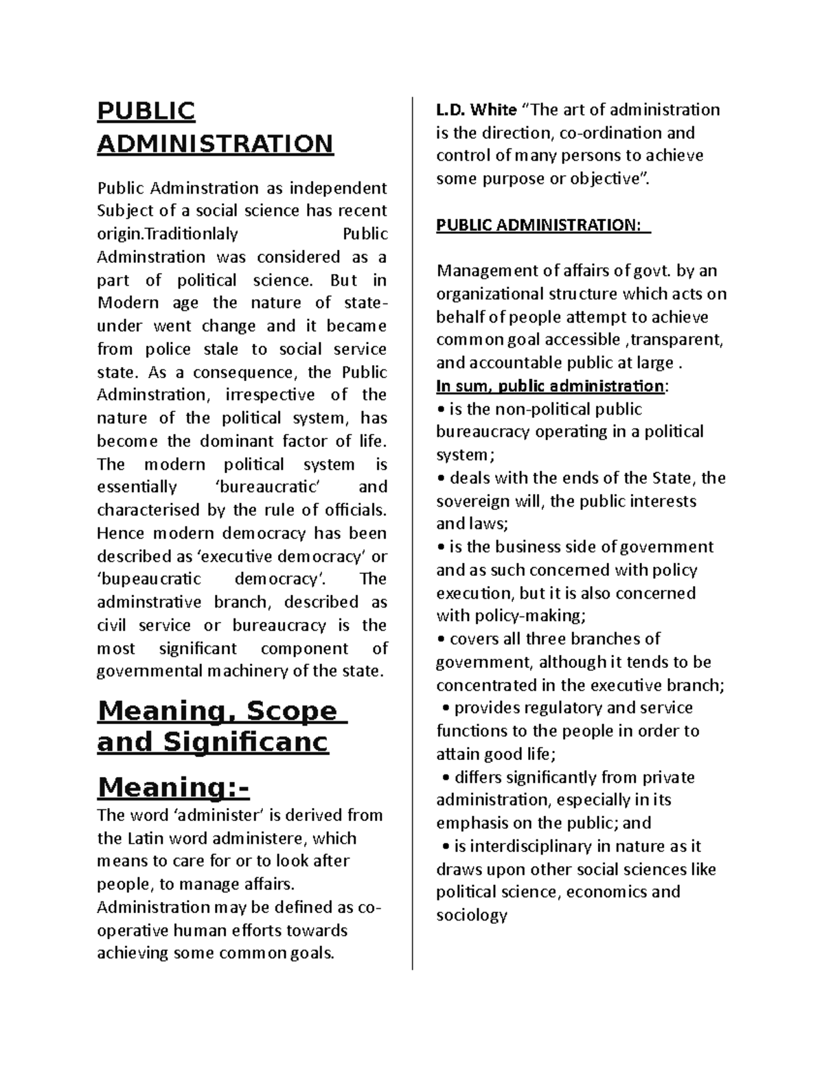 Public Administration - PUBLIC ADMINISTRATION Public Adminstration as ...