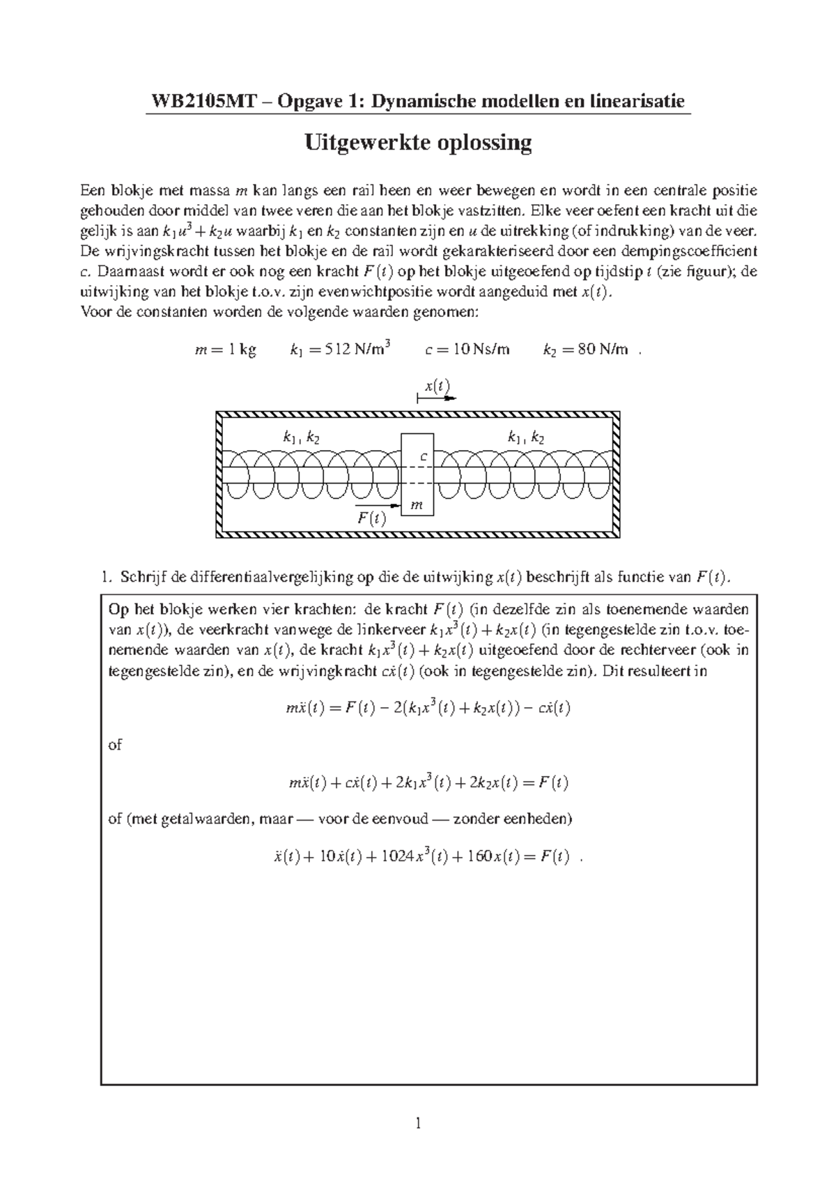 Opgave 1 Met Uitwerking Control Engineering For Mt - WB2105MT – Opgave ...