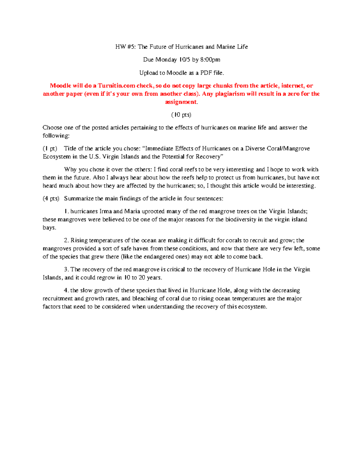 HW 5 Hurricanes - HW #5: The Future of Hurricanes and Marine Life Due ...