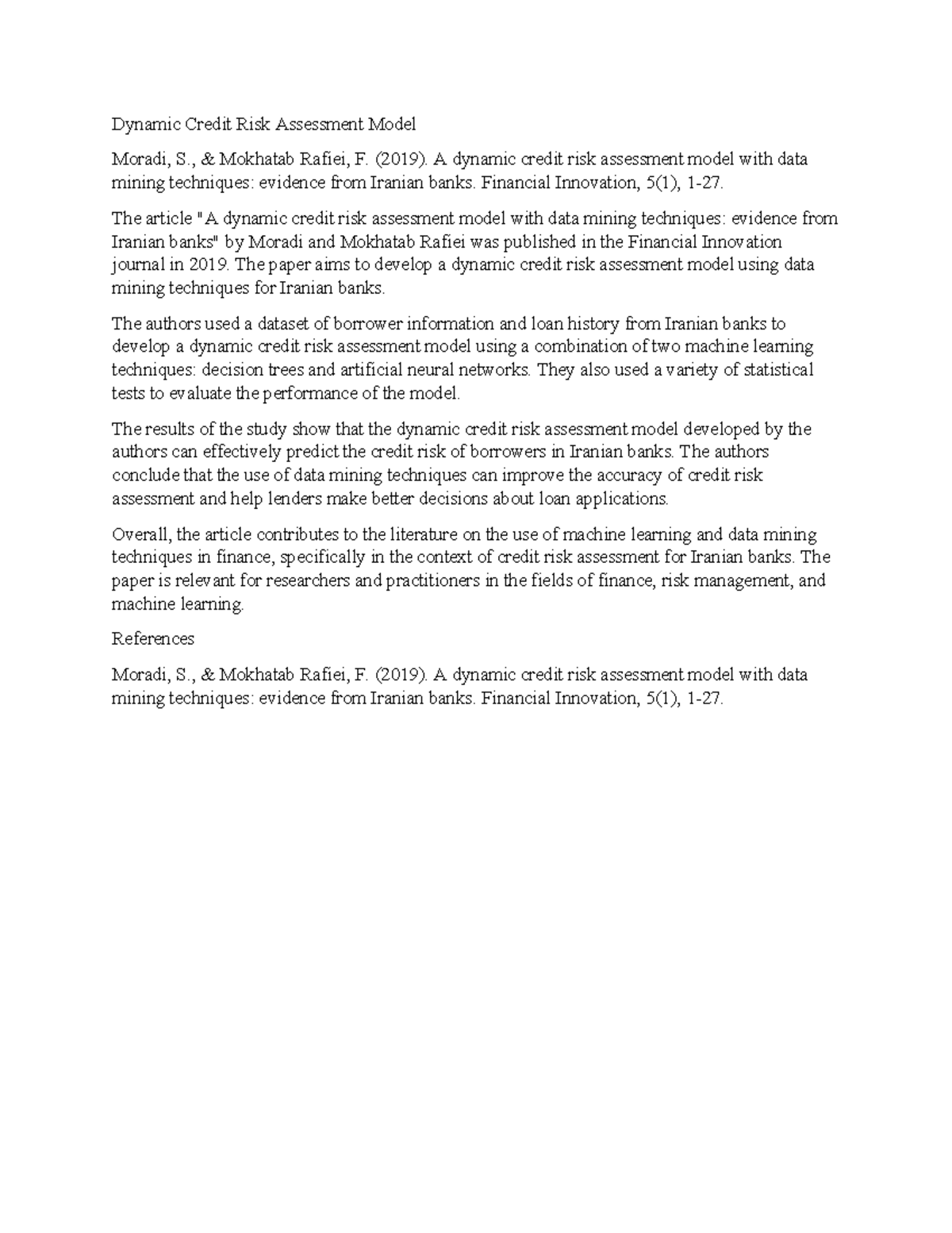 Dynamic Credit Risk Assessment Model - Dynamic Credit Risk Assessment ...