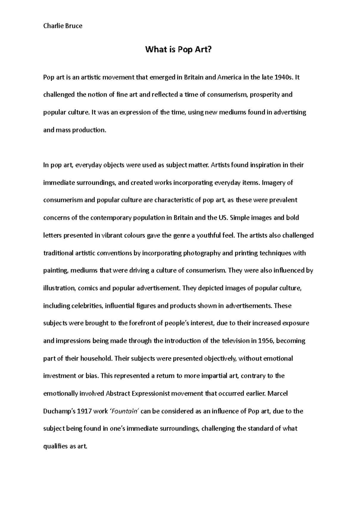 What is Pop Art - ...... - What is Pop Art? Pop art is an artistic ...