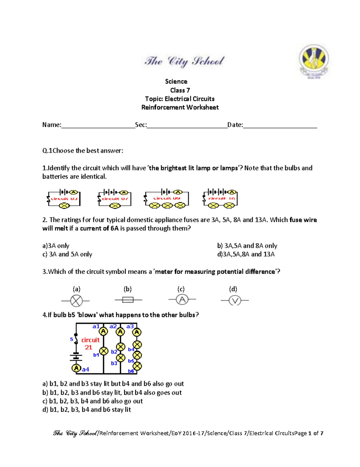Science class 7 electrical circuits - Science Class 7 Topic: Electrical ...