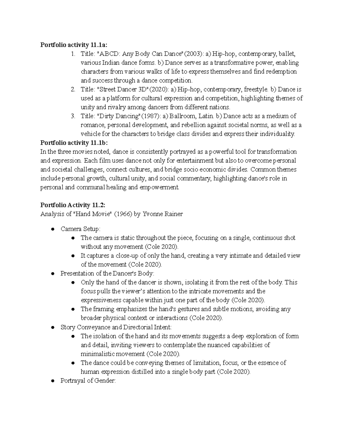 Week 11 Portfolio - Portfolio activity 11: 1. Title: "ABCD: Any Body ...