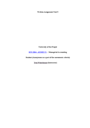 Unit 4 BUS 2203 Written assignment - University of the People BUS 2203 Unit 4- Written ...