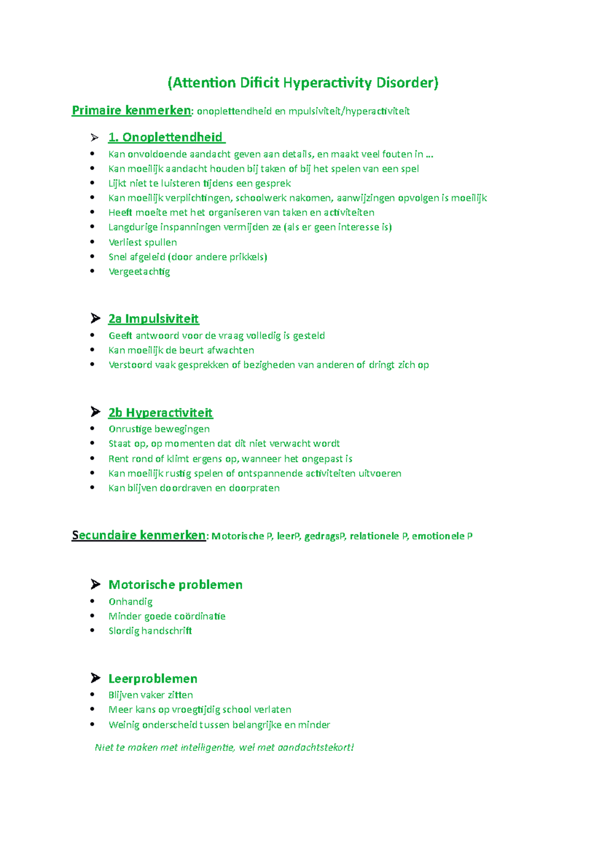2. Hoofdstuk over ADHD - (Attention Dificit Hyperactivity Disorder ...