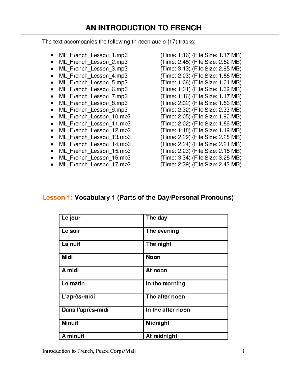 French Language Lessons - AN INTRODUCTION TO FRENCH The text ...