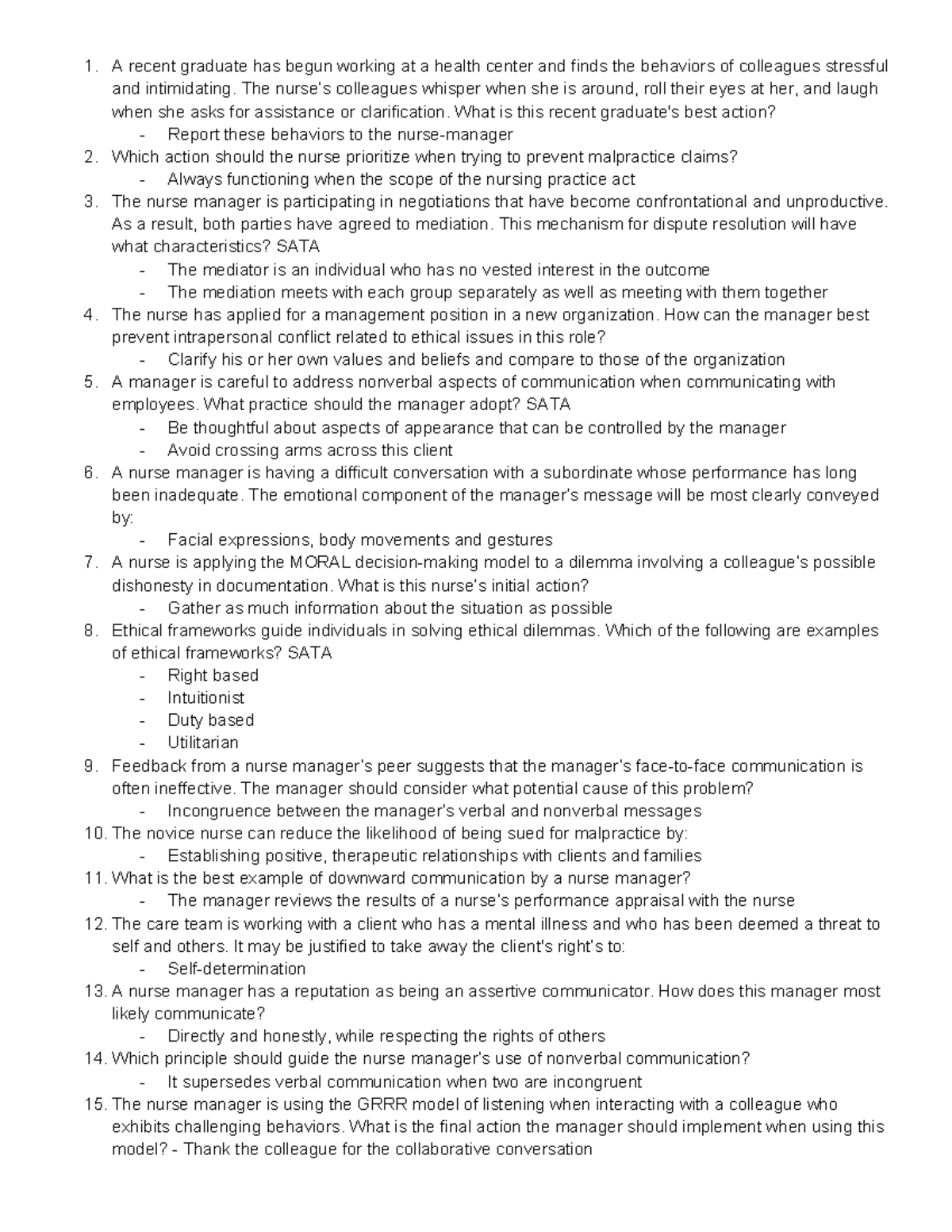 Practice questions for Exam 2 - A recent graduate has begun working at ...