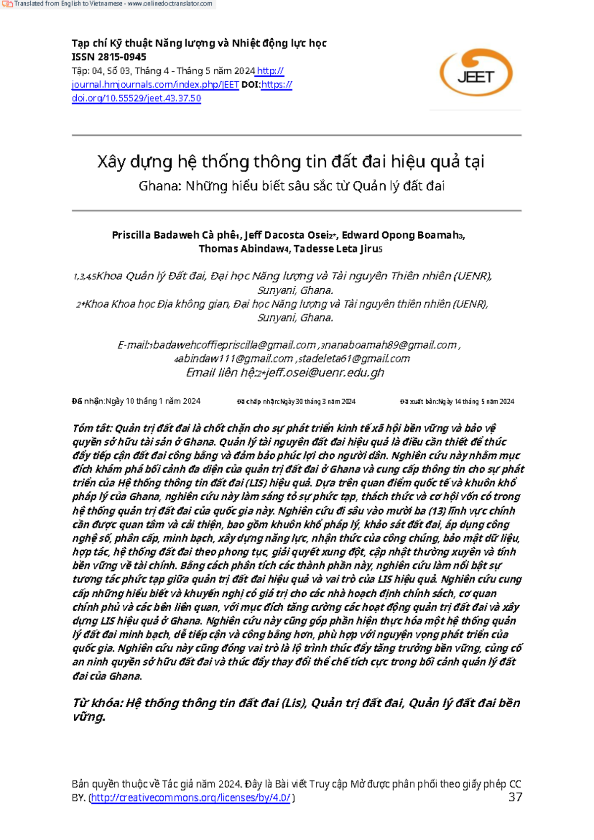 JEET-2024-1580 - hệ thống thông tin đất đai Ghana - Tạp chí Kỹ thuật ...