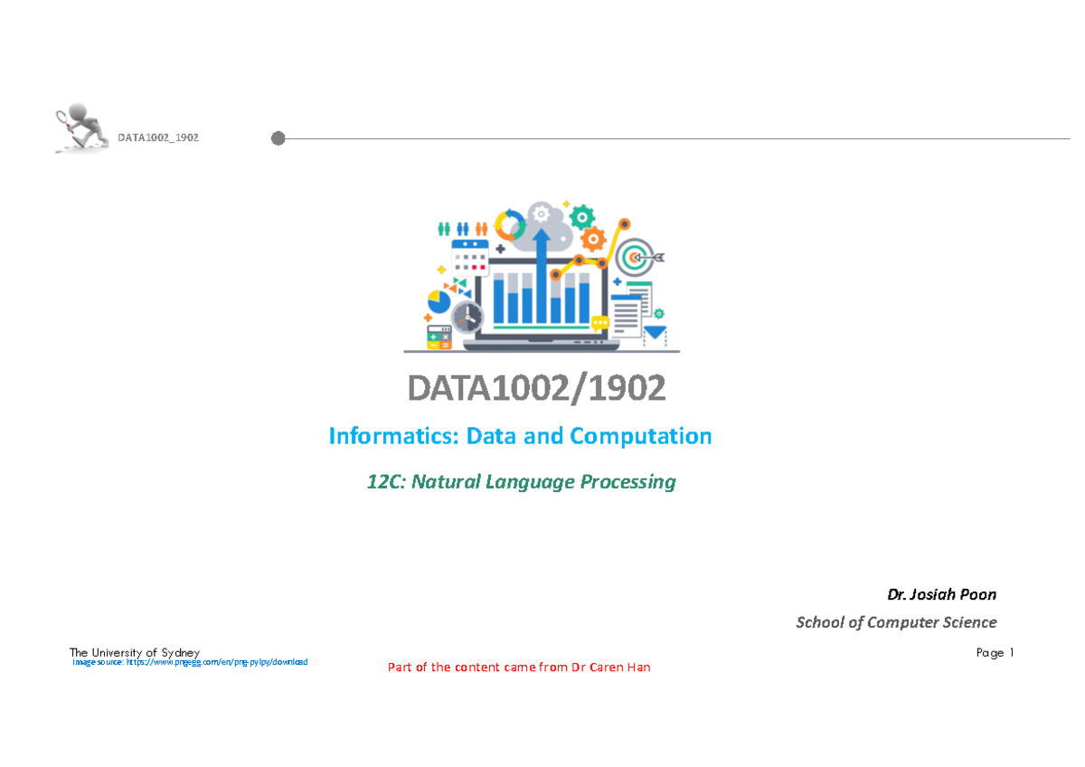 W12C-nlp - Lecture slides Wk12 - The University of Sydney Page 1 DATA1002/ Informatics: Data and ...