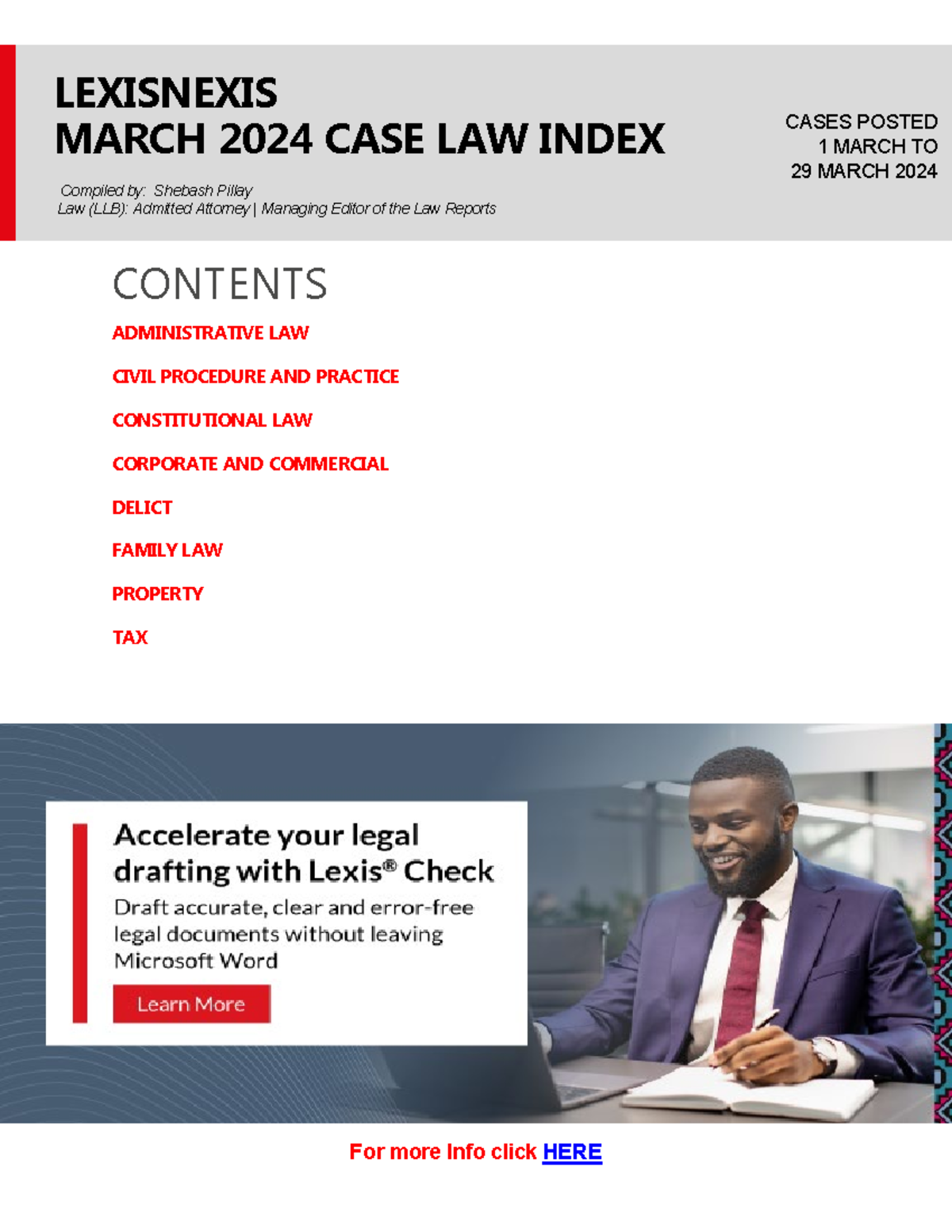 Case Law Index March 2024 - CONTENTS ADMINISTRATIVE LAW CIVIL PROCEDURE ...