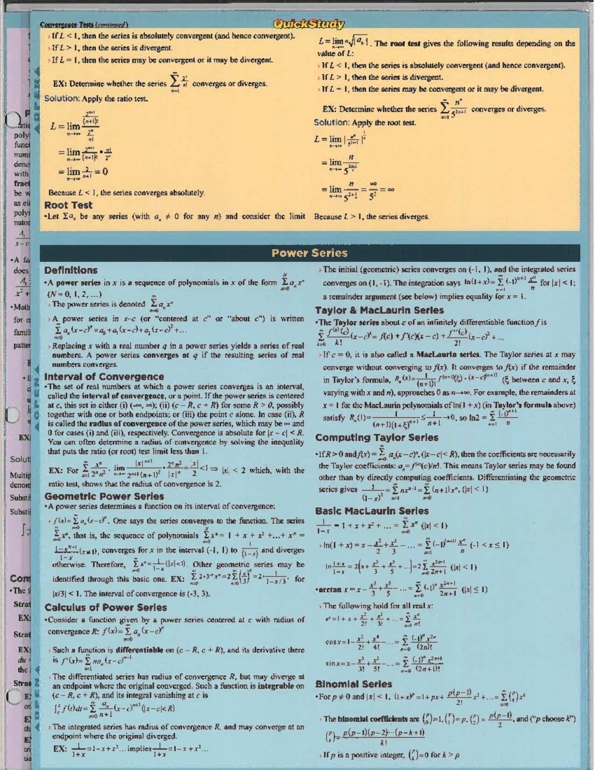 Calculus-2 pg 5 - This References charts have been a great help for ...