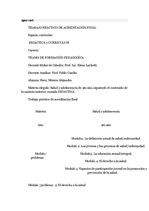TP final psicologia - TRABAJO FINAL: Psicología del desarrollo y del aprendizaje I Seleccione ...
