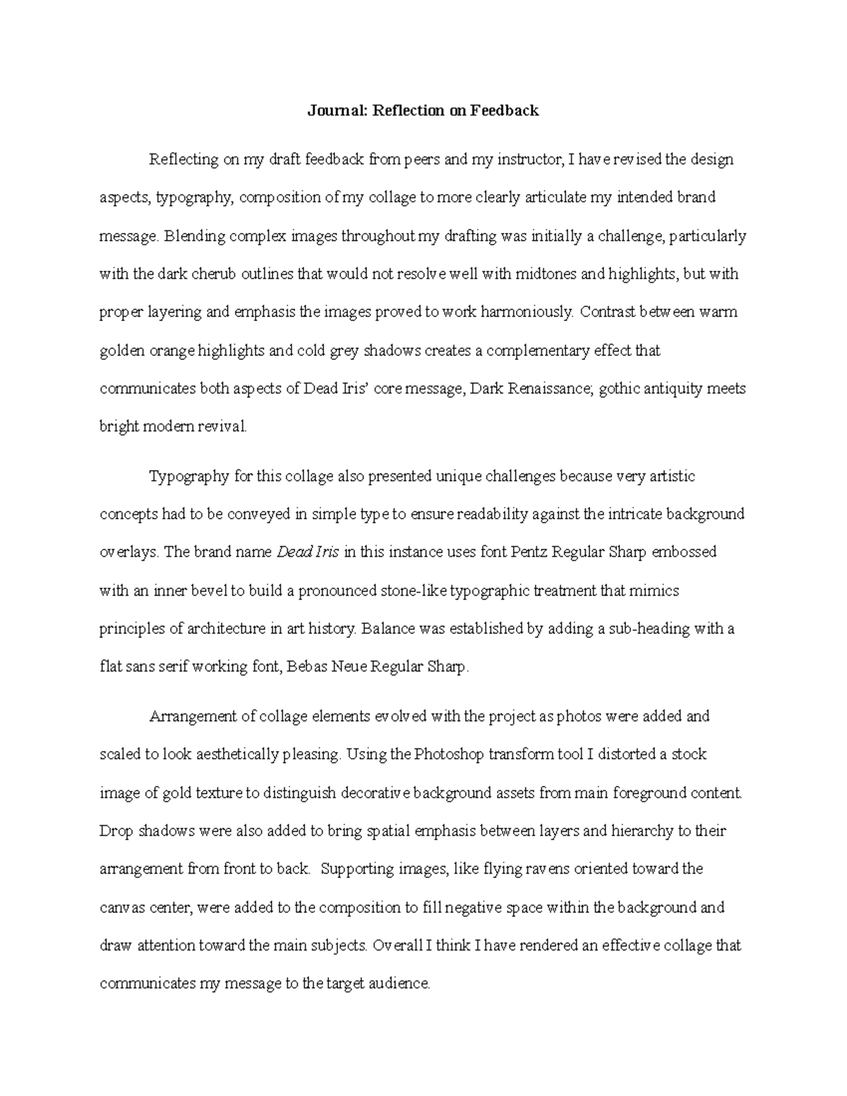 Color Theory Feedback Analysis - Journal: Reflection on Feedback ...