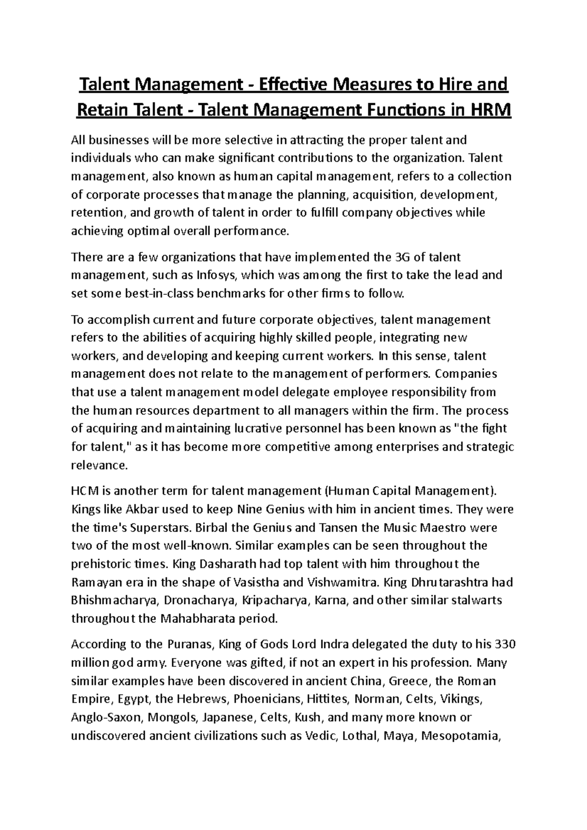 Talent Management - HRM notes for MBA and BBA students. - Talent ...