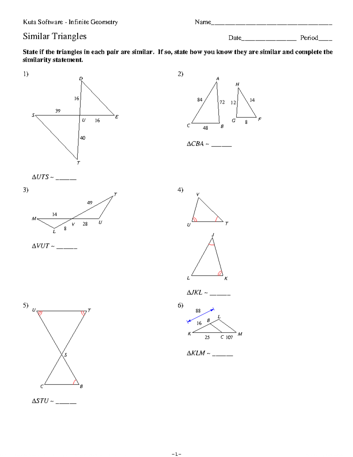 Similar Triangles Practice - MATH 351 - George Mason - Studocu