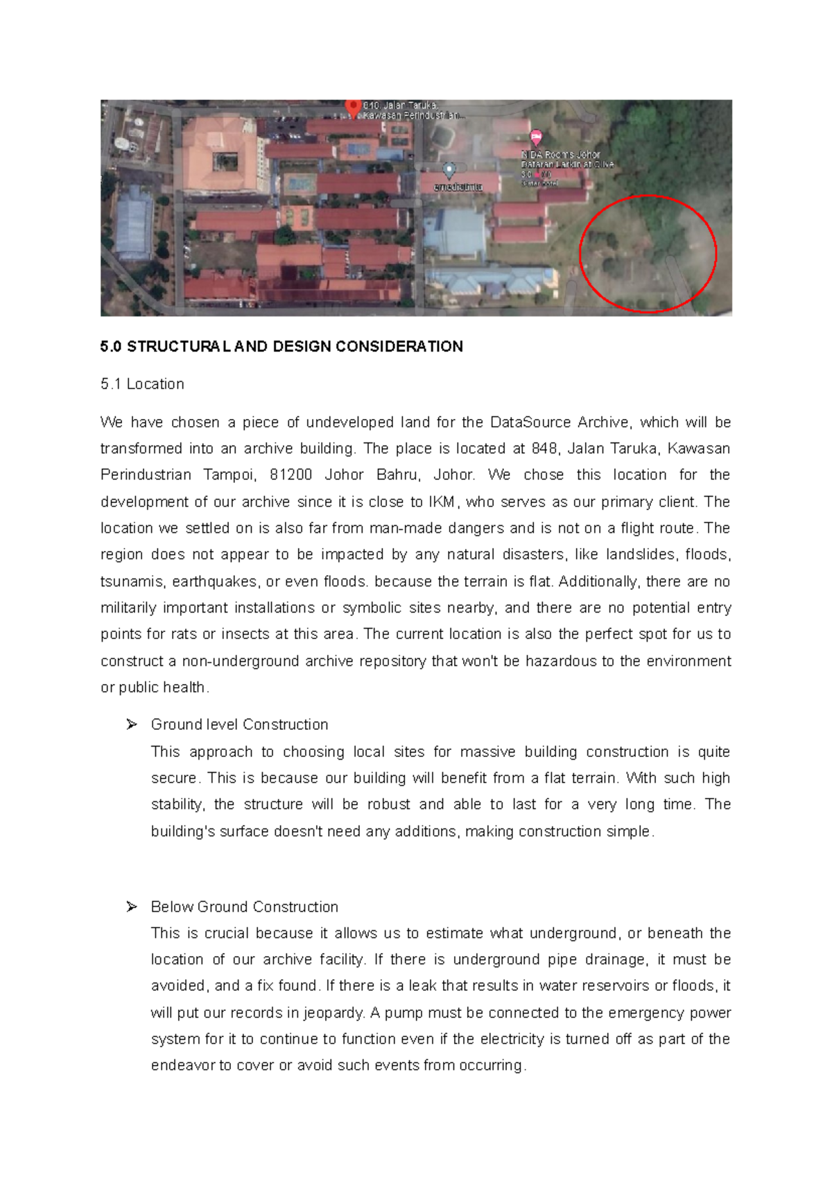 Backup ANA - GOOD - 5 STRUCTURAL AND DESIGN CONSIDERATION 5 Location We ...